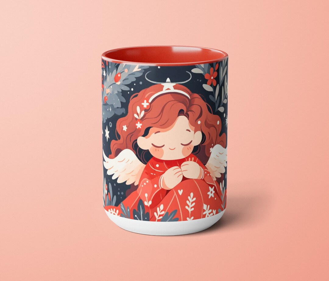 Kawaii Christmas Angel Mug | Cute Mug Aesthetic | Cute Kawaii Mug ...