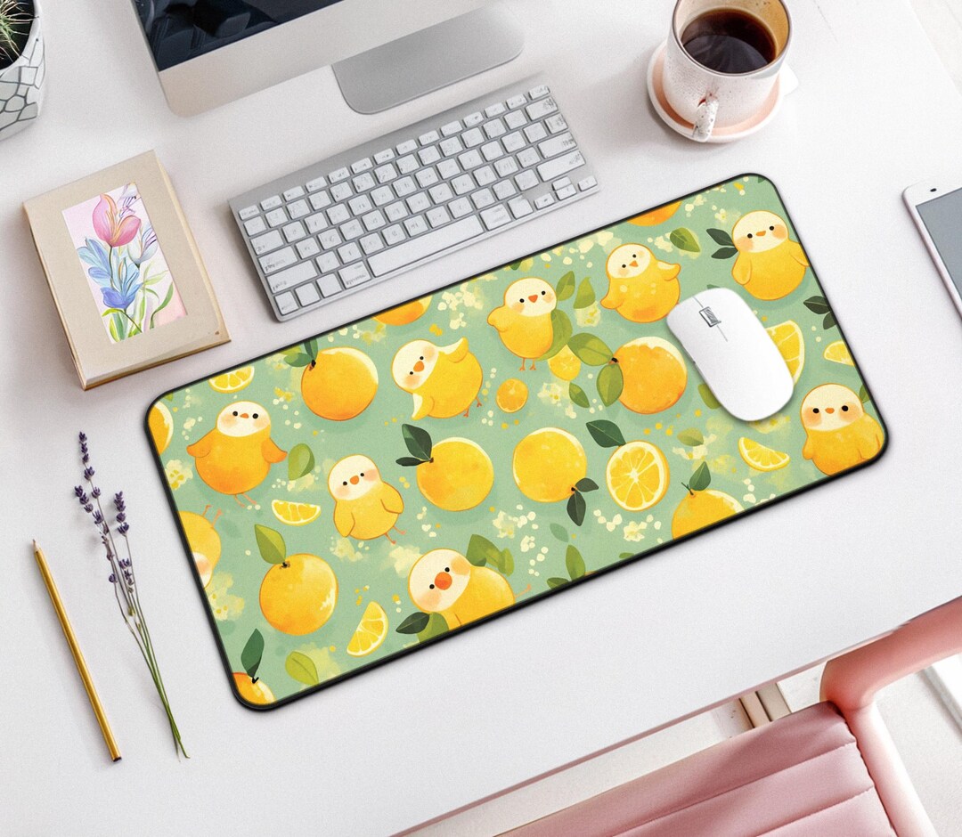 Kawaii Lemon Cuties Desk Mat, Cute Desk Pad for Office & Gaming, Large ...