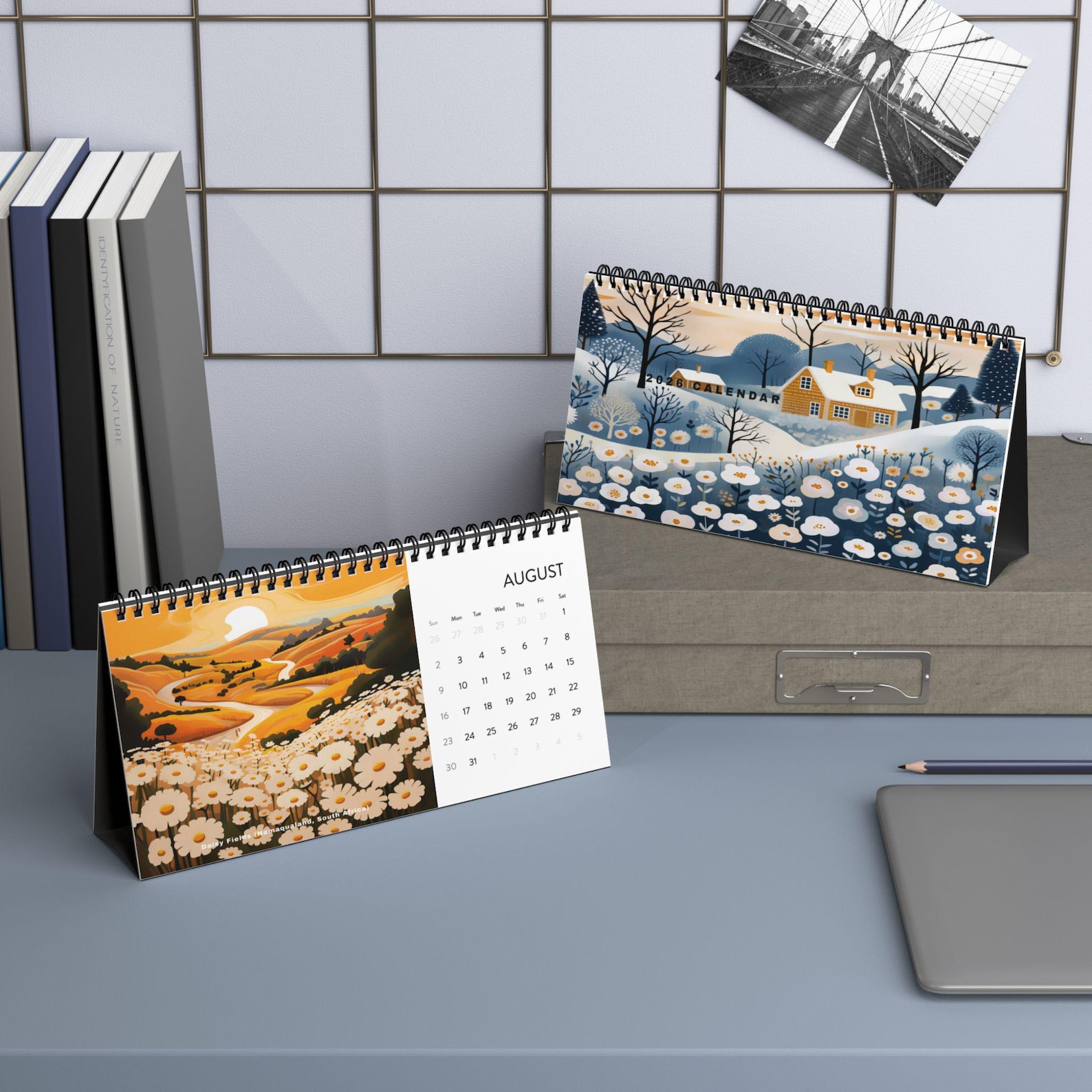 Flower Fields Desk Calendar 2026, Cute Desk Calendar, Kawaii Calendar ...