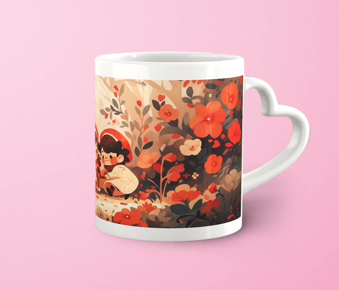 Kawaii Valentine Mug Cute Mug Aesthetic Cute Kawaii Mug Cute Heart ...