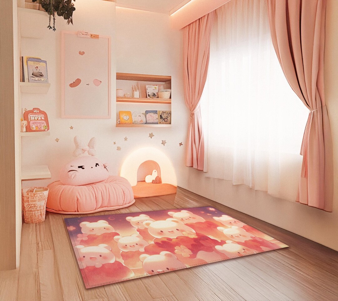 Kawaii Little Bears Rug, Cute 36x24 Rugs, Kawaii Rugs, Cute Anime Rug ...