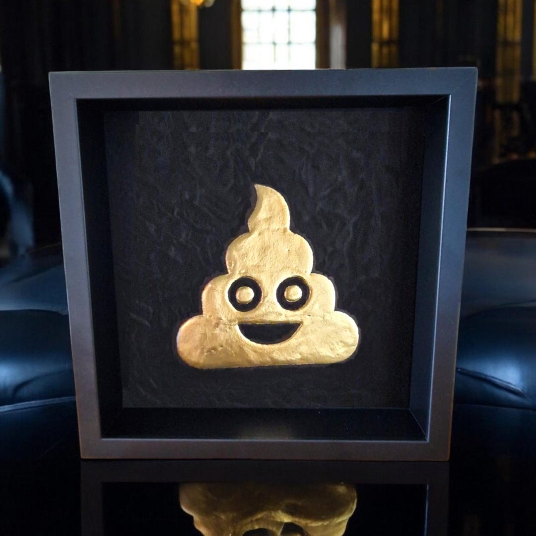 23ct Gold Plated Artwork Turd Emoticon in Frame Limited Edition - Etsy