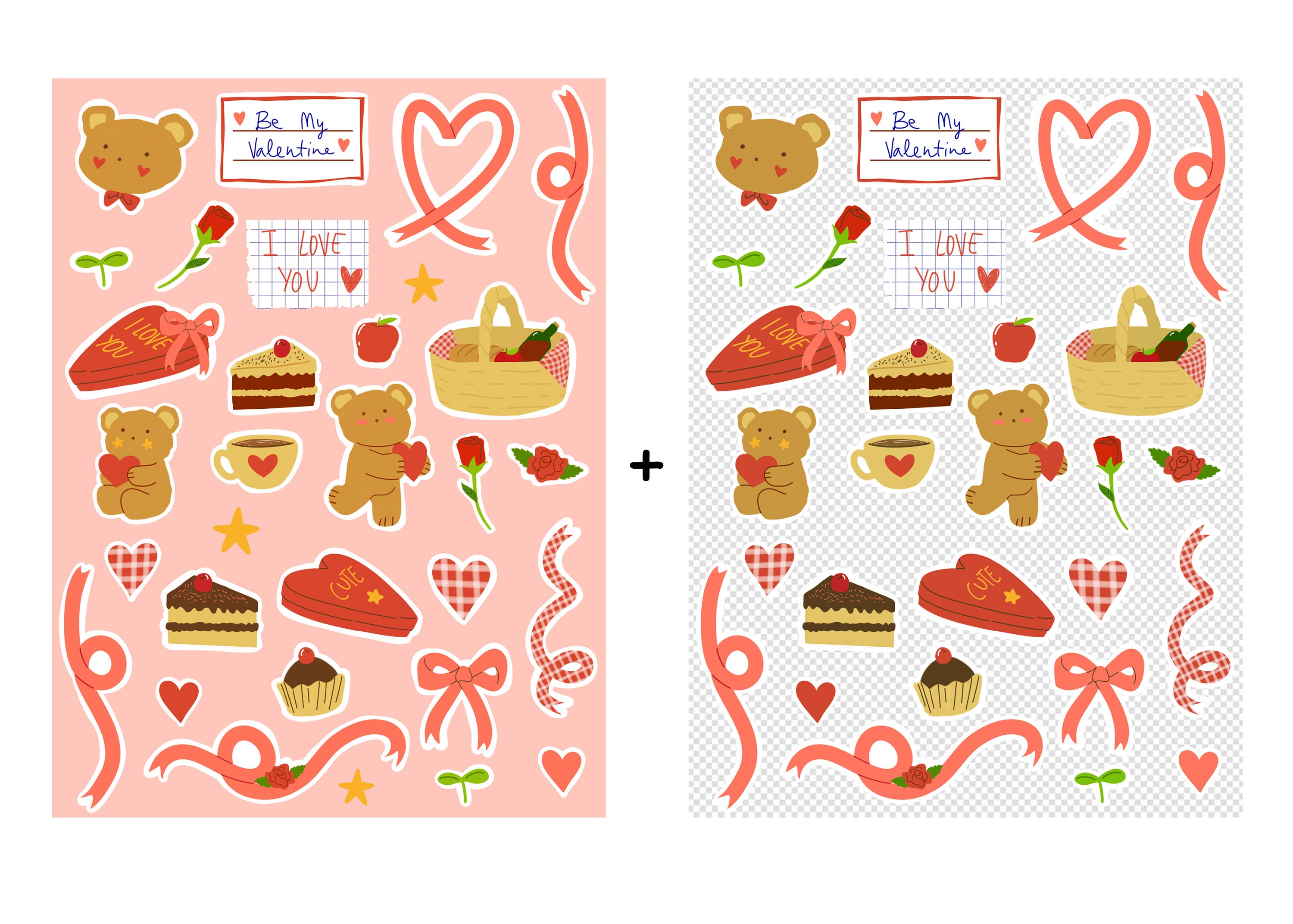 Valentine's Days Stickers, Printable (PNG and JPG), Cute Stickers - Etsy