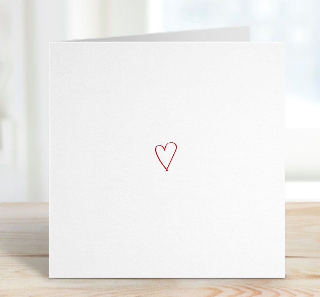 Simple Heart Valentines Card, Small Heart, Love You Card, Heart Outline ...