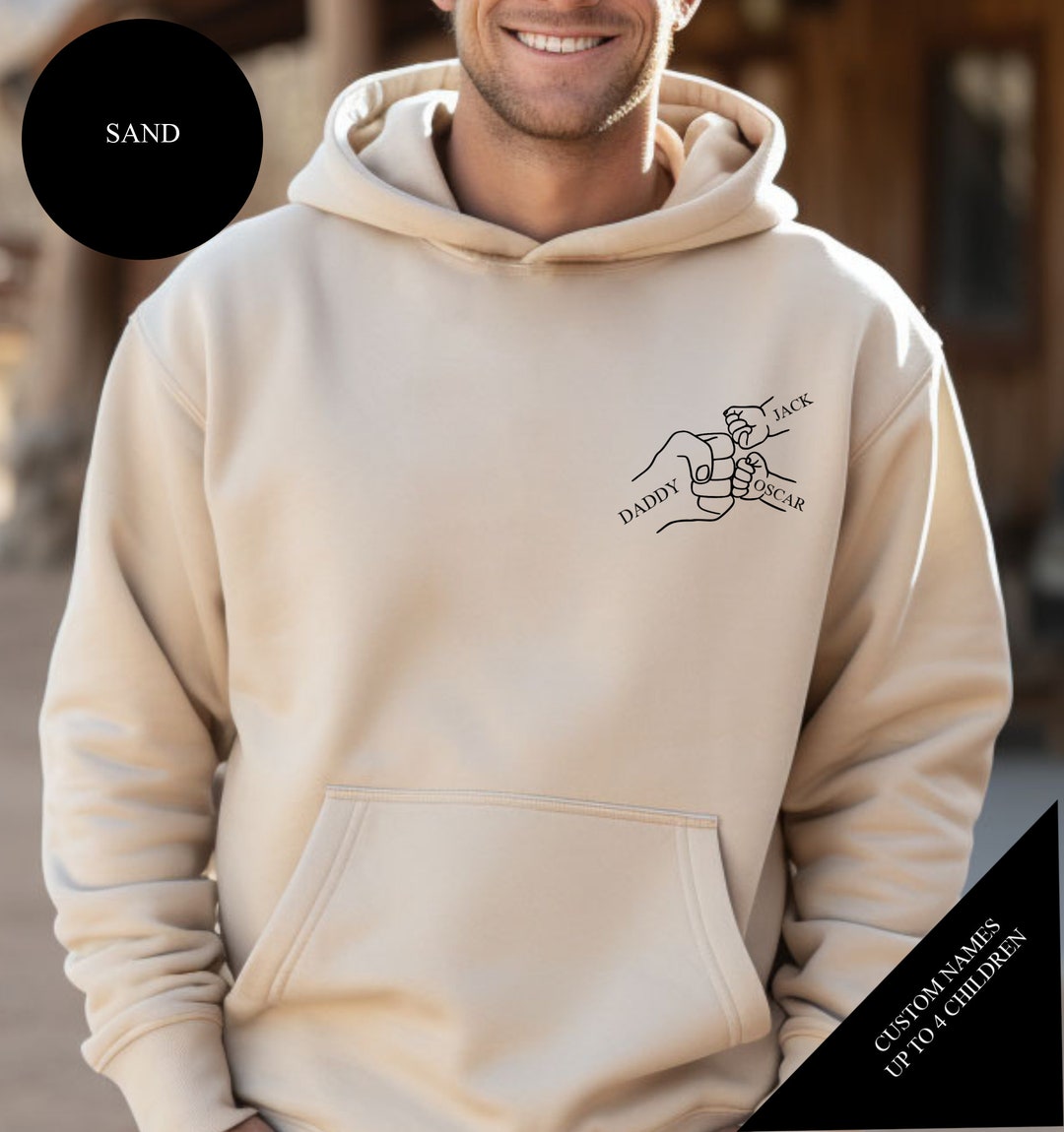 Personalised Fist Bump Daddy Hoodie, Custom Dad Jumper With Kids Names ...
