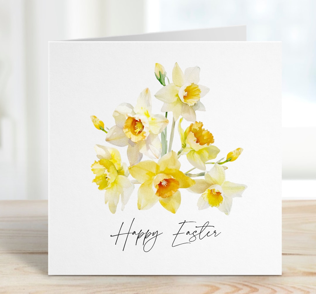 Happy Easter Daffodil Card, Handmade Happy Easter Card, Daffodils ...