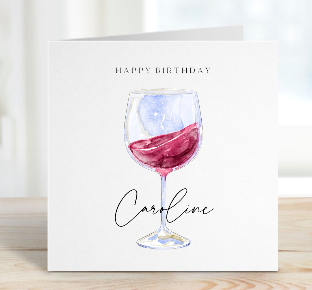 Personalised Happy Birthday Card, Wine Birthday Card, Cocktail Birthday ...