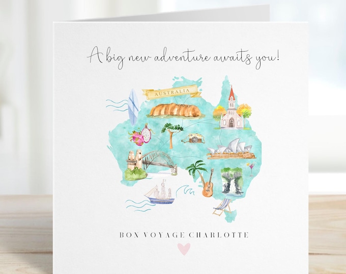 Emigrating Card, Moving to Australia Card, New Adventures Card, Paper ...