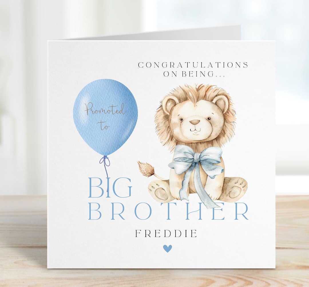 Personalised Big Brother Card, New Baby Card for Brother, Lion Brother ...