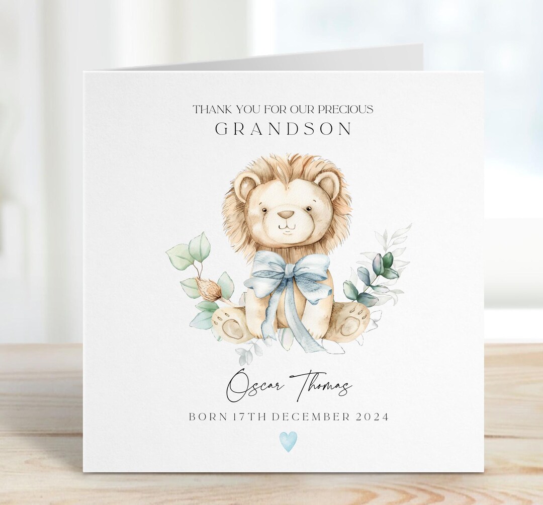 New Grandson Card, Thank You for Our Baby Grandson Card, Birth of Baby ...