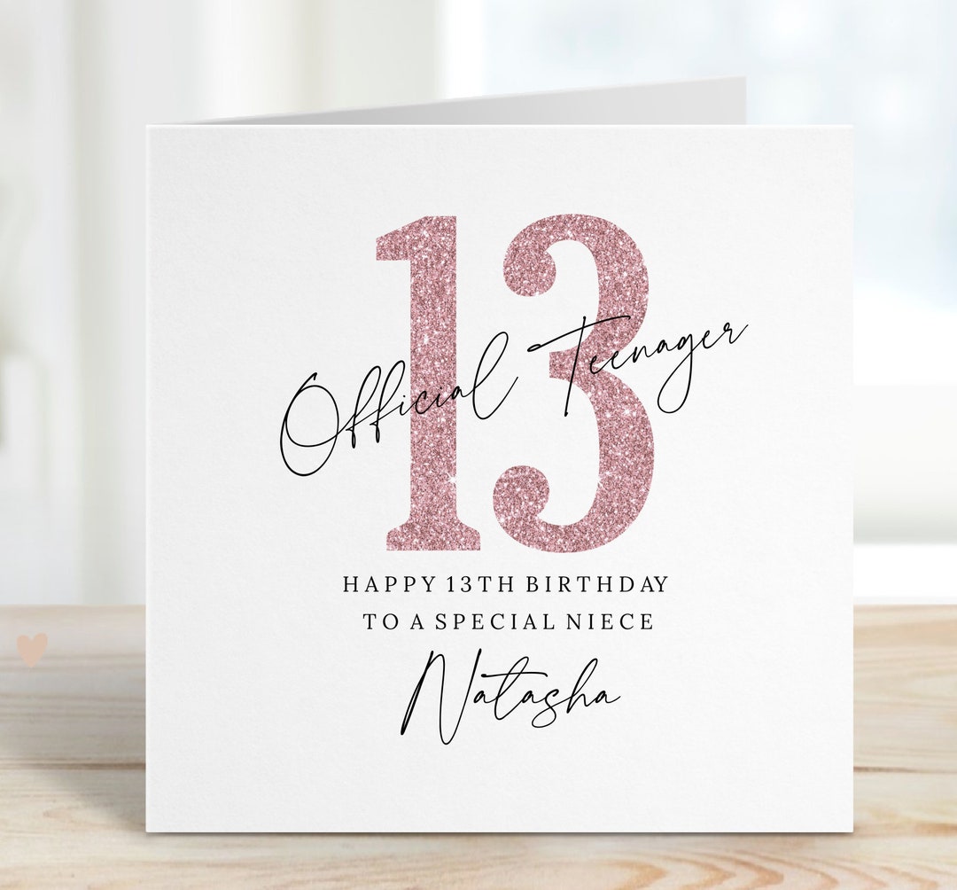 Personalised 13th Birthday Card, Official Teenager Card, Thirteen, 13th ...