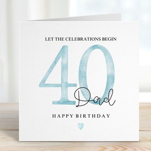 Dad 40th Birthday Card, Birthday Card for Dad, 40th Birthday Dad ...