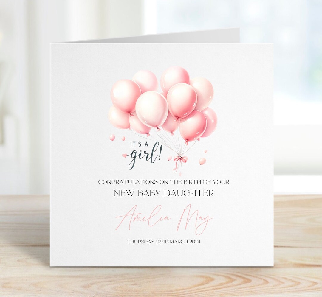 Congratulations on Birth of Daughter Card, New Parents Card, Welcome to ...