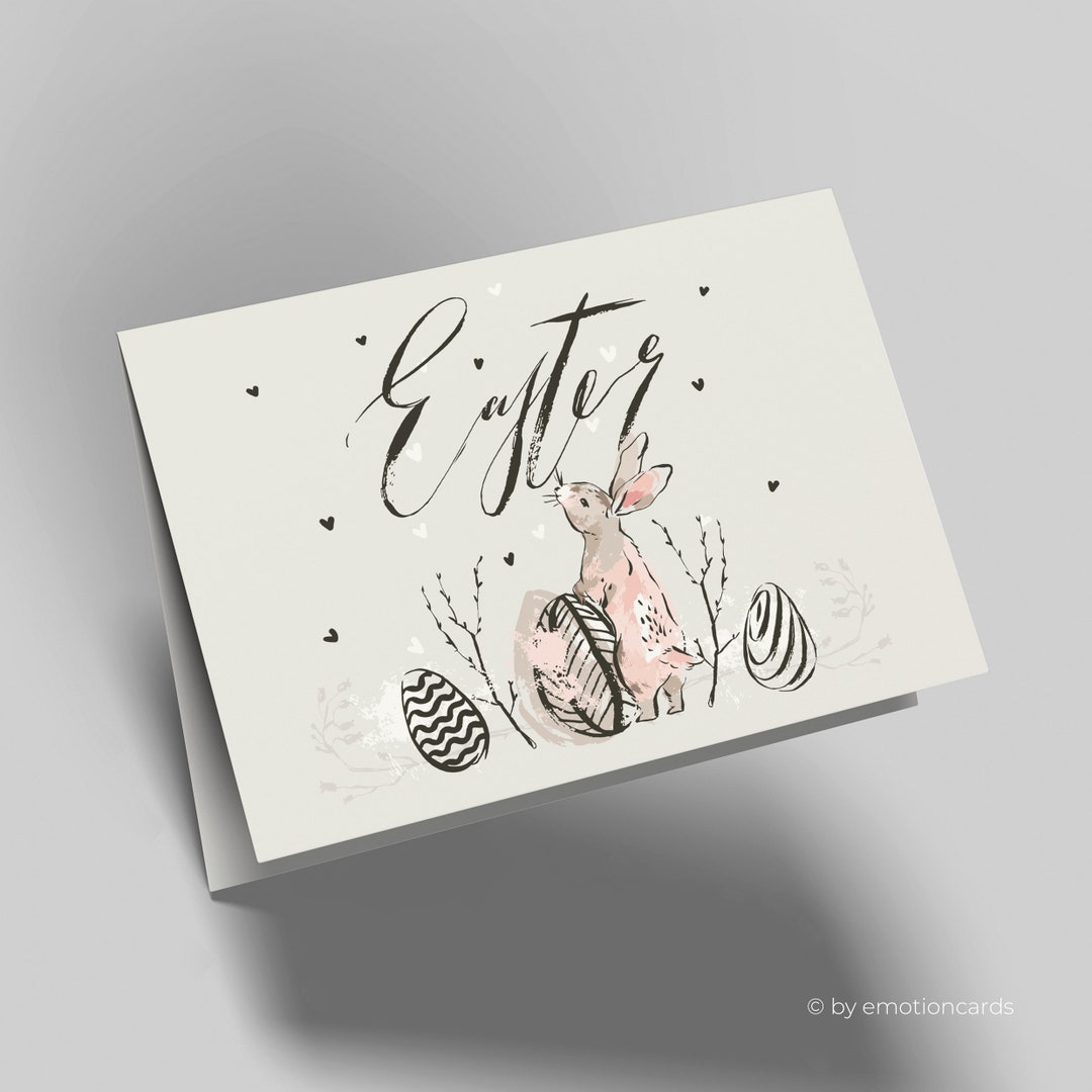 Easter Card Easter Happy Easter Folding Card With Envelope Bunny With ...