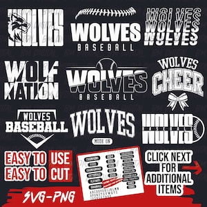 Wolves Baseball Bundle, 9x SVG and 18x PNG File , School Team Svg ...