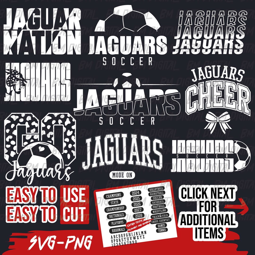 Jaguars Soccer Bundle, 9x SVG and 18x PNG File, School Team Svg ...