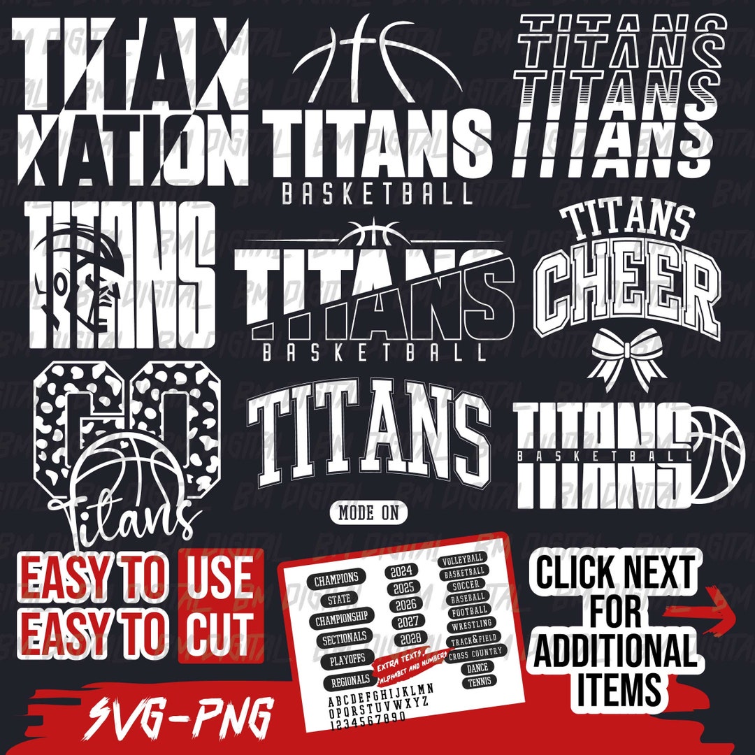 Titans Basketball Bundle, 9x SVG and 18x PNG File , School Team Svg ...