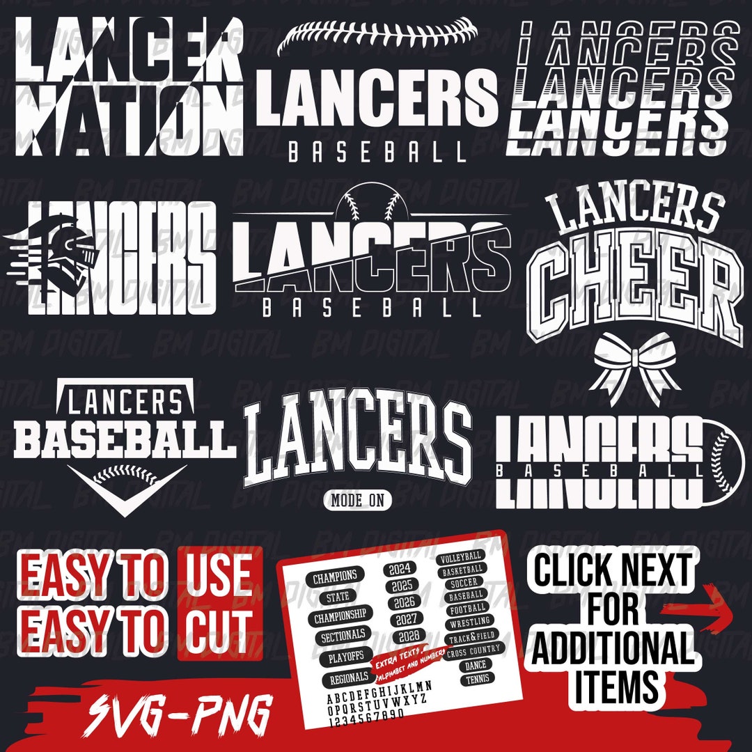 Lancers Baseball Bundle, 9x SVG and 18x PNG File, School Team Svg ...