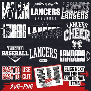 Lancers Baseball Bundle, 9x SVG and 18x PNG File, School Team Svg ...