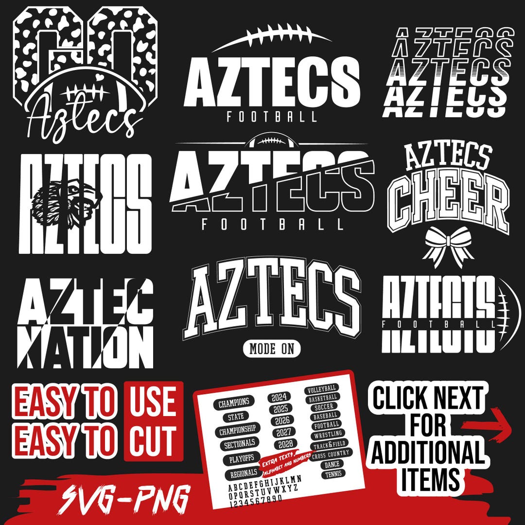 Aztecs Football Bundle, 9x SVG and 18x PNG File , School Team Svg ...