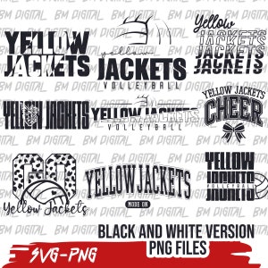 Yellow Jackets Volleyball Bundle, 9x SVG and 18x PNG File , School Team ...