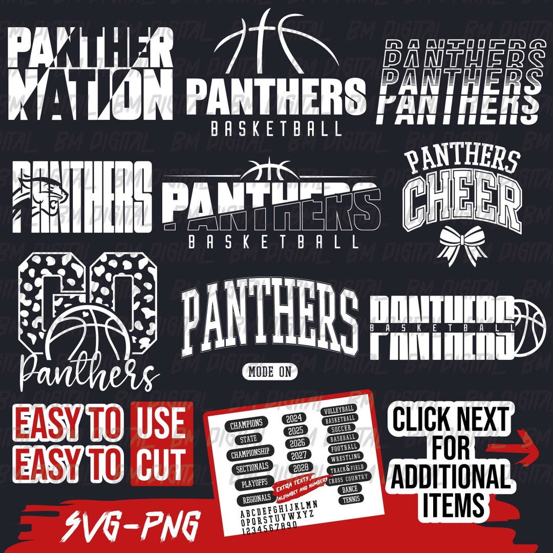 Panthers Basketball Bundle, 9x SVG and 18x PNG File , School Team Svg ...
