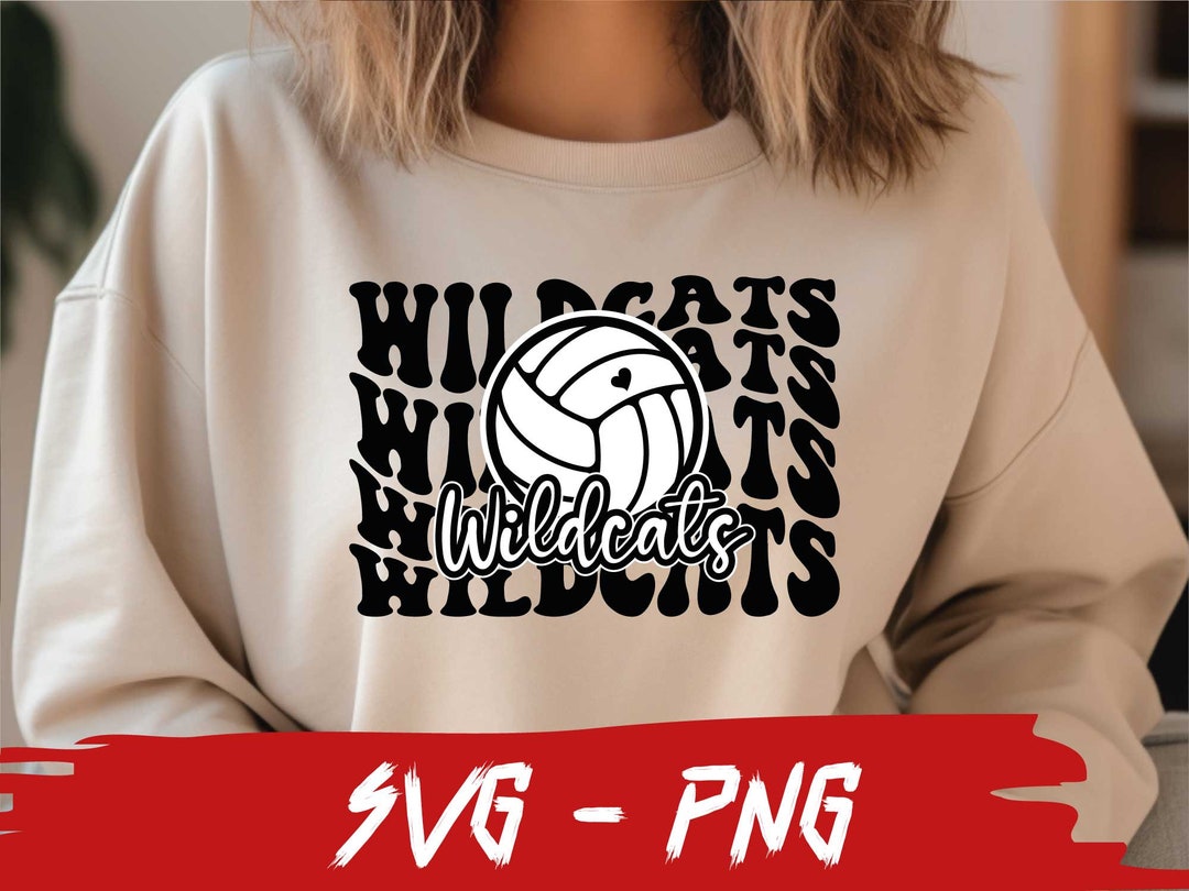 Wildcats Volleyball Wavy Shirt Design Svg File, School Team Svg ...
