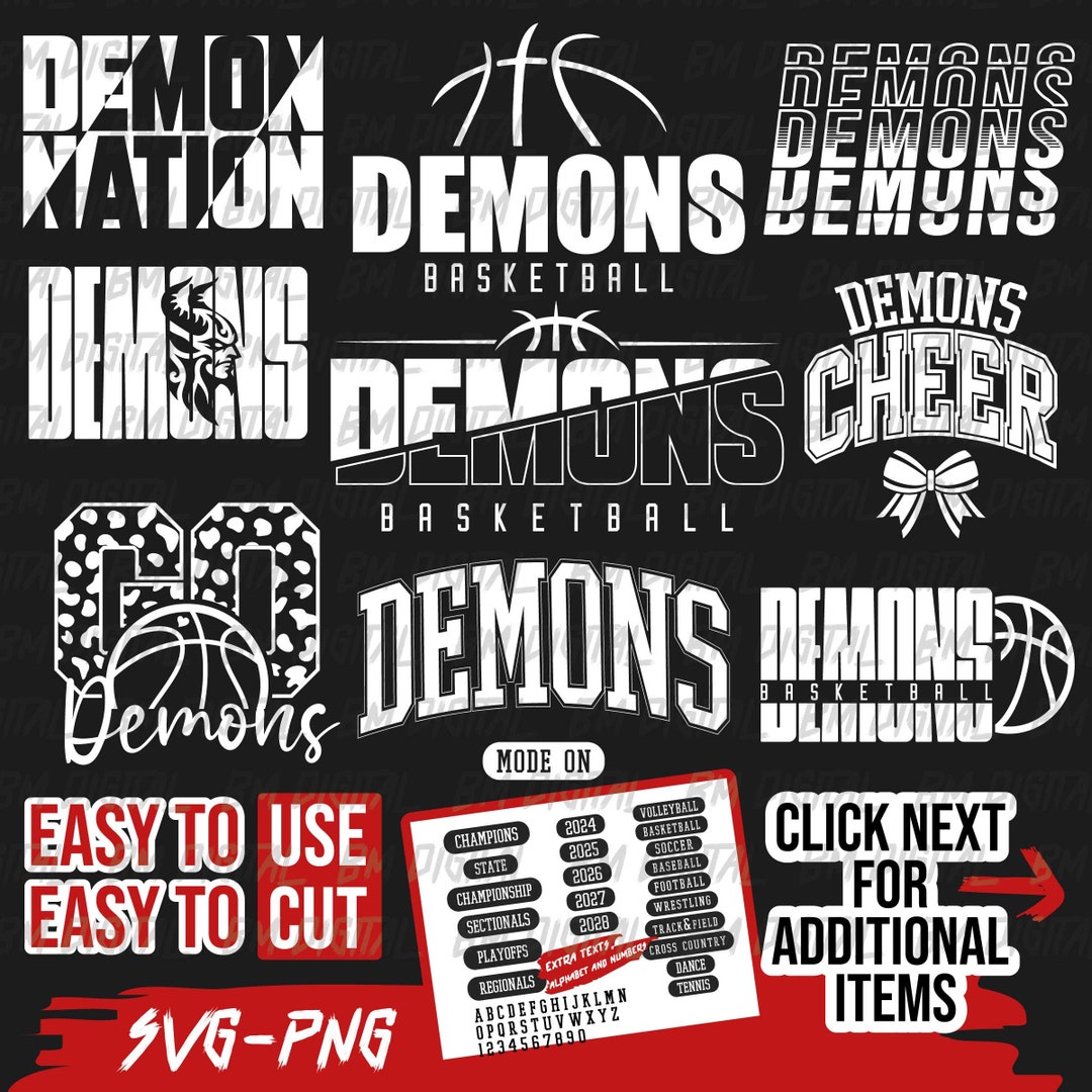 Demons Basketball Bundle, 9x SVG and 18x PNG File, School Team Svg ...
