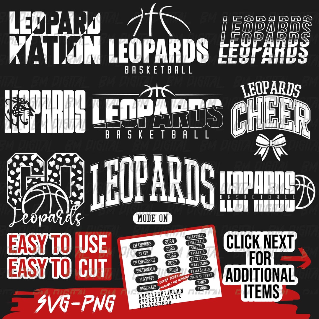Leopards Basketball Bundle, 9x SVG and 18x PNG File, School Team Svg ...