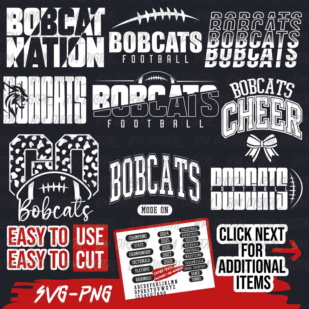 Bobcats Football Bundle, 9x SVG and 18x PNG File , School Team Svg ...