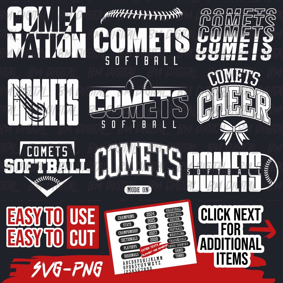 Comets Softball Bundle, SVG and PNG File, School Team Svg, Comets ...