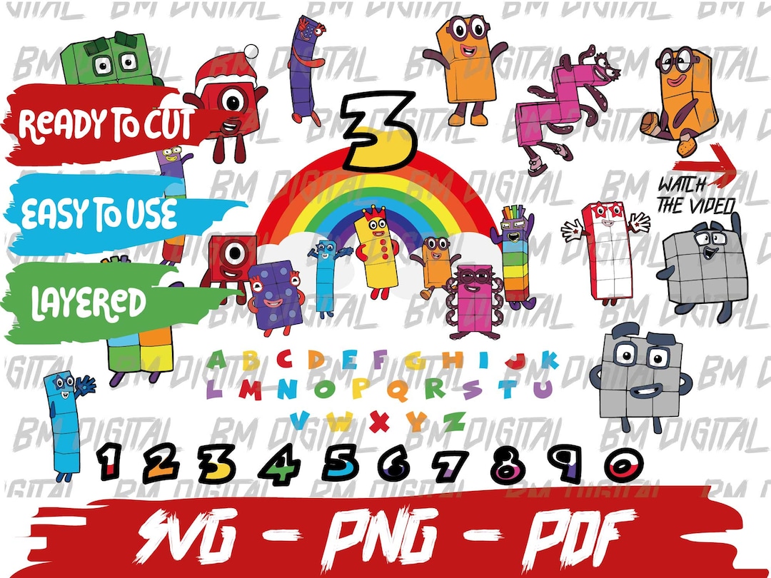 Numberblocks Svg Bundle, Birthday Cartoon Png-svg, Layered Number ...