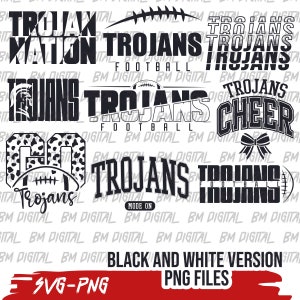Trojans Football Bundle, 9x SVG and 18x PNG File , School Team Svg ...