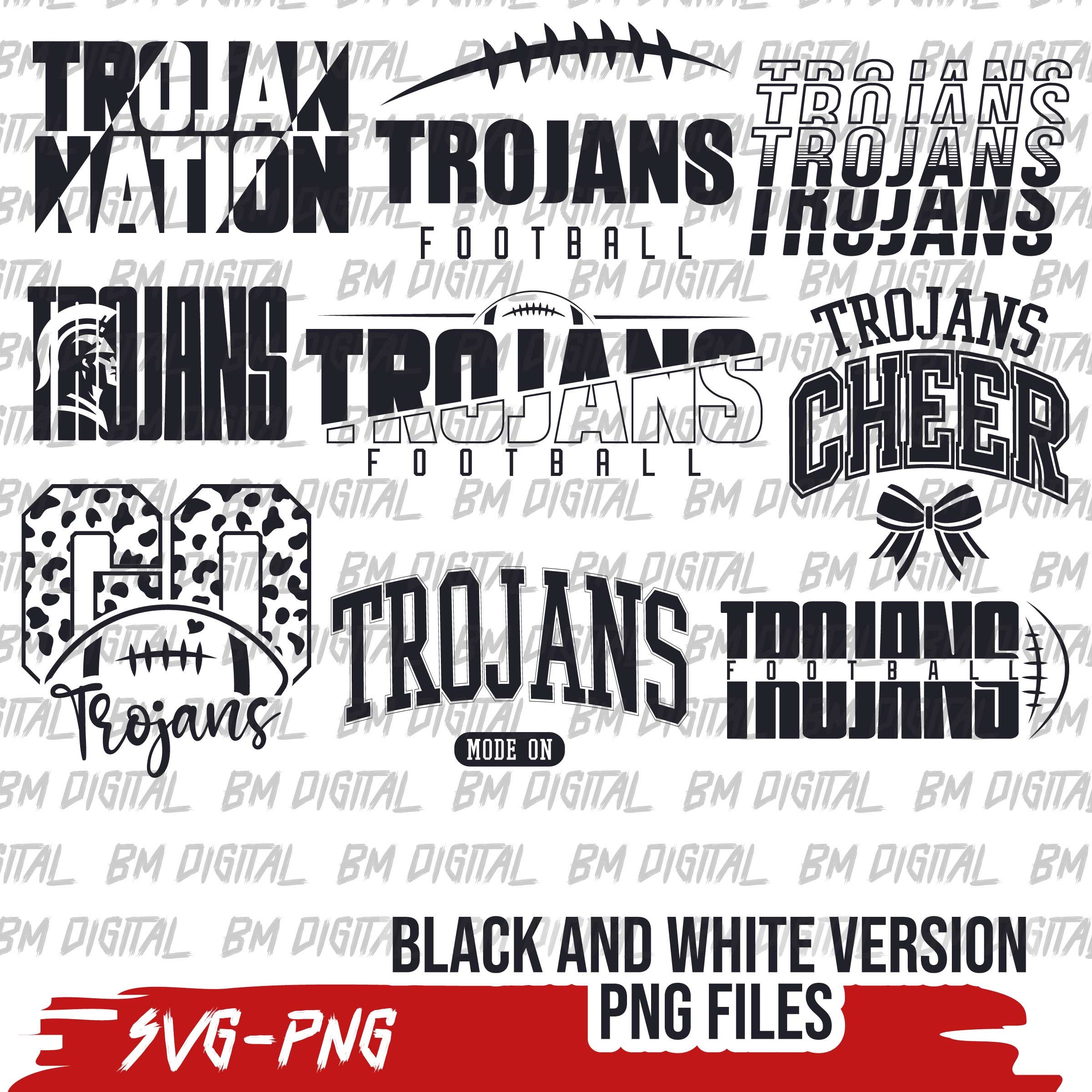 Trojans Football Bundle, 9x SVG and 18x PNG File , School Team Svg ...