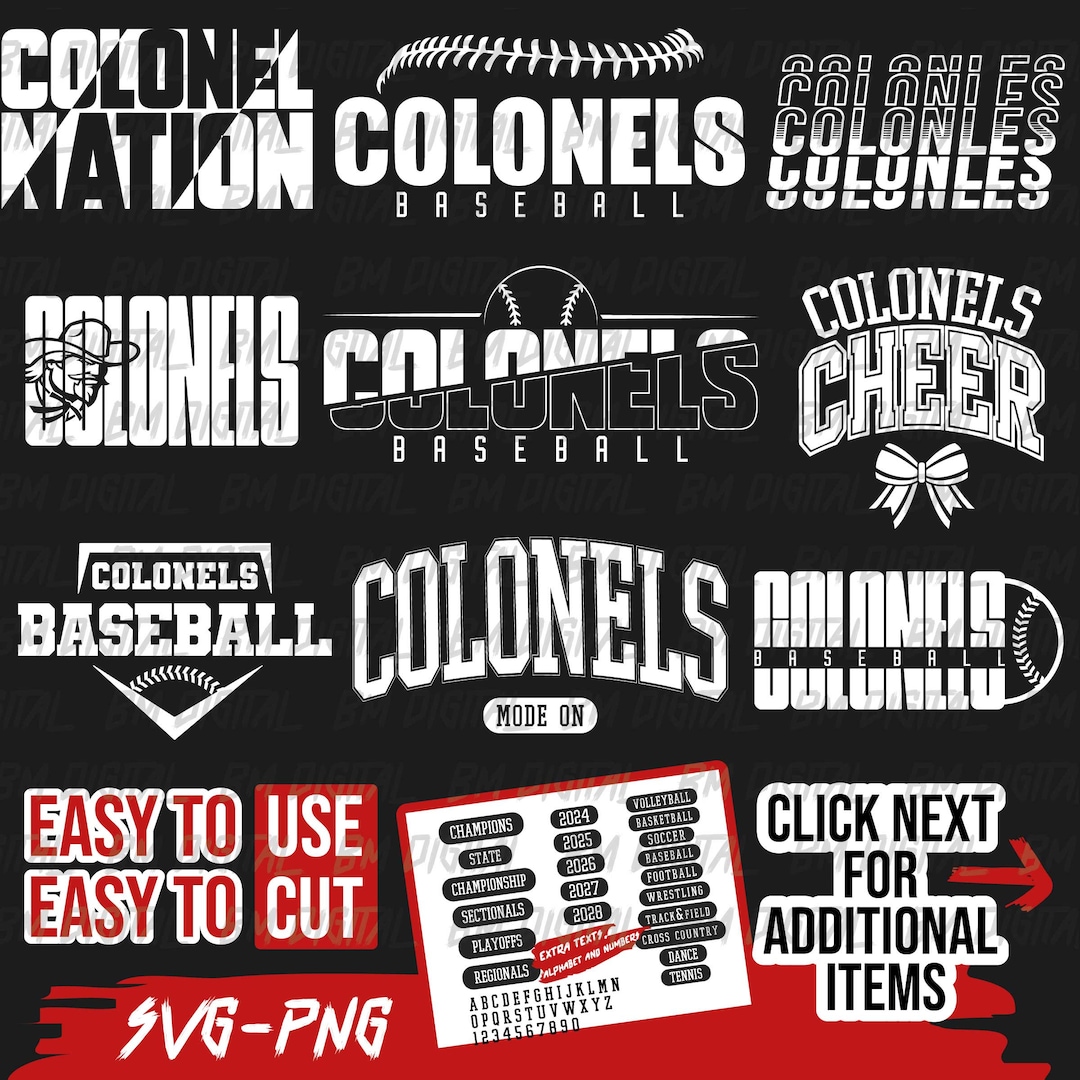 Colonels Baseball Bundle, SVG and PNG File, School Team Svg, Colonels ...