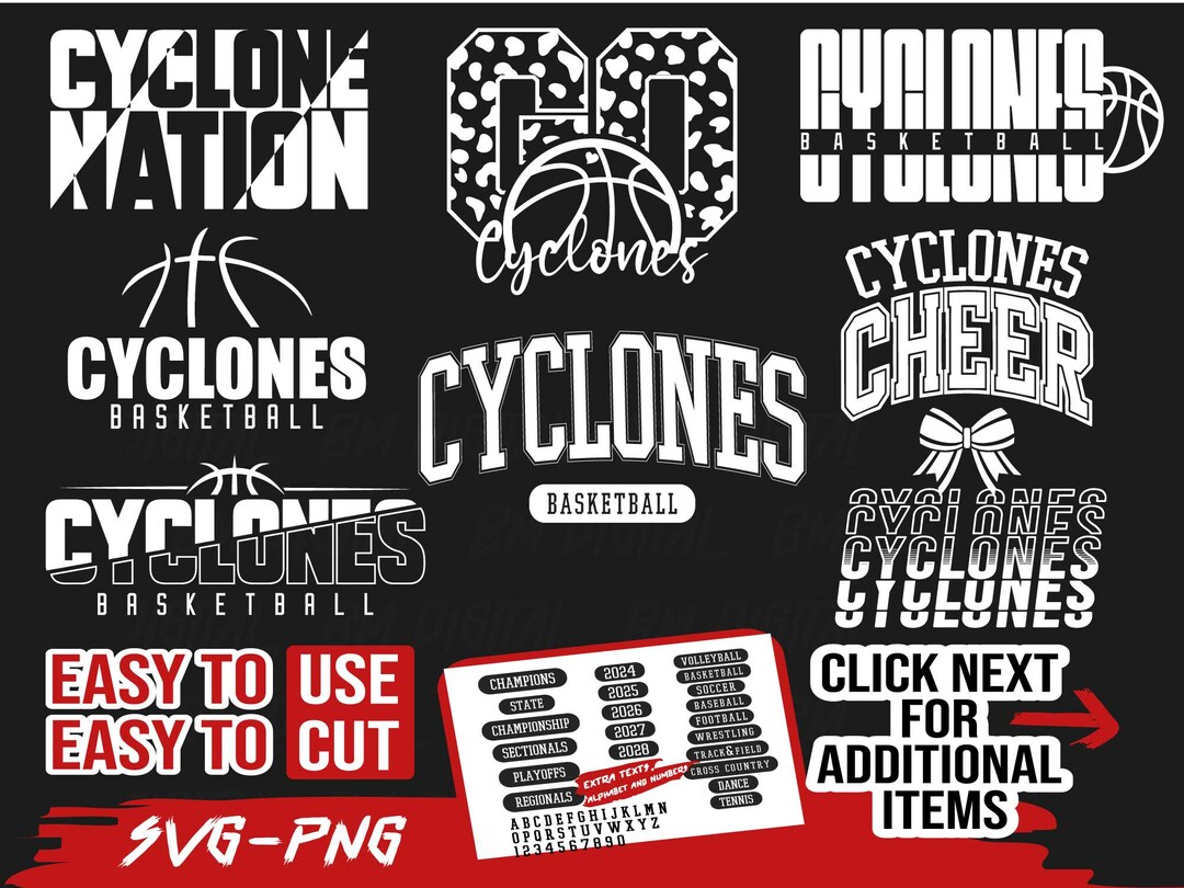 Cyclones Basketball Bundle, 8x SVG and 18x PNG File , School Team Svg ...