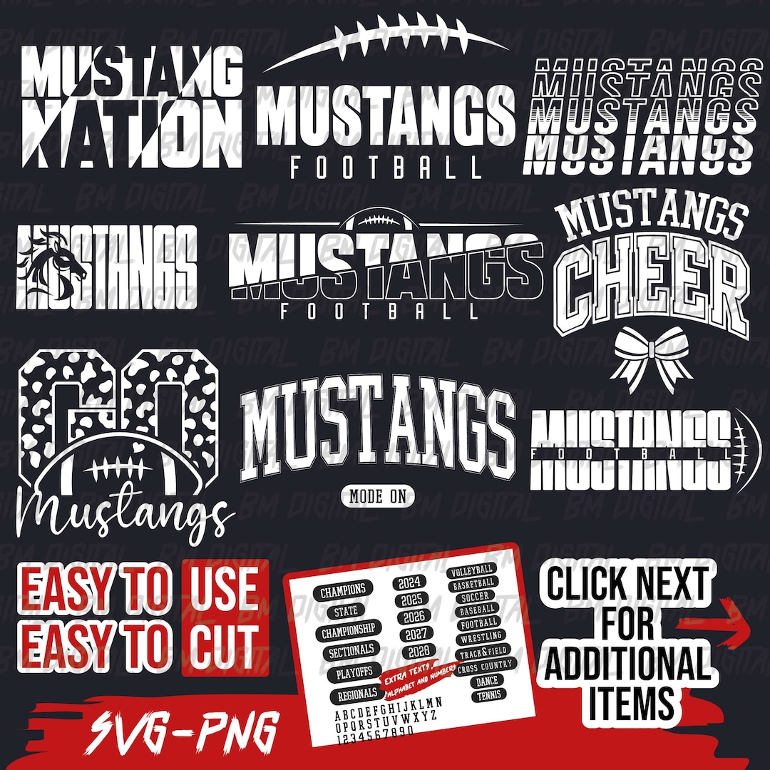 Mustangs Football Bundle, SVG and PNG File , School Team Svg, Mustangs ...