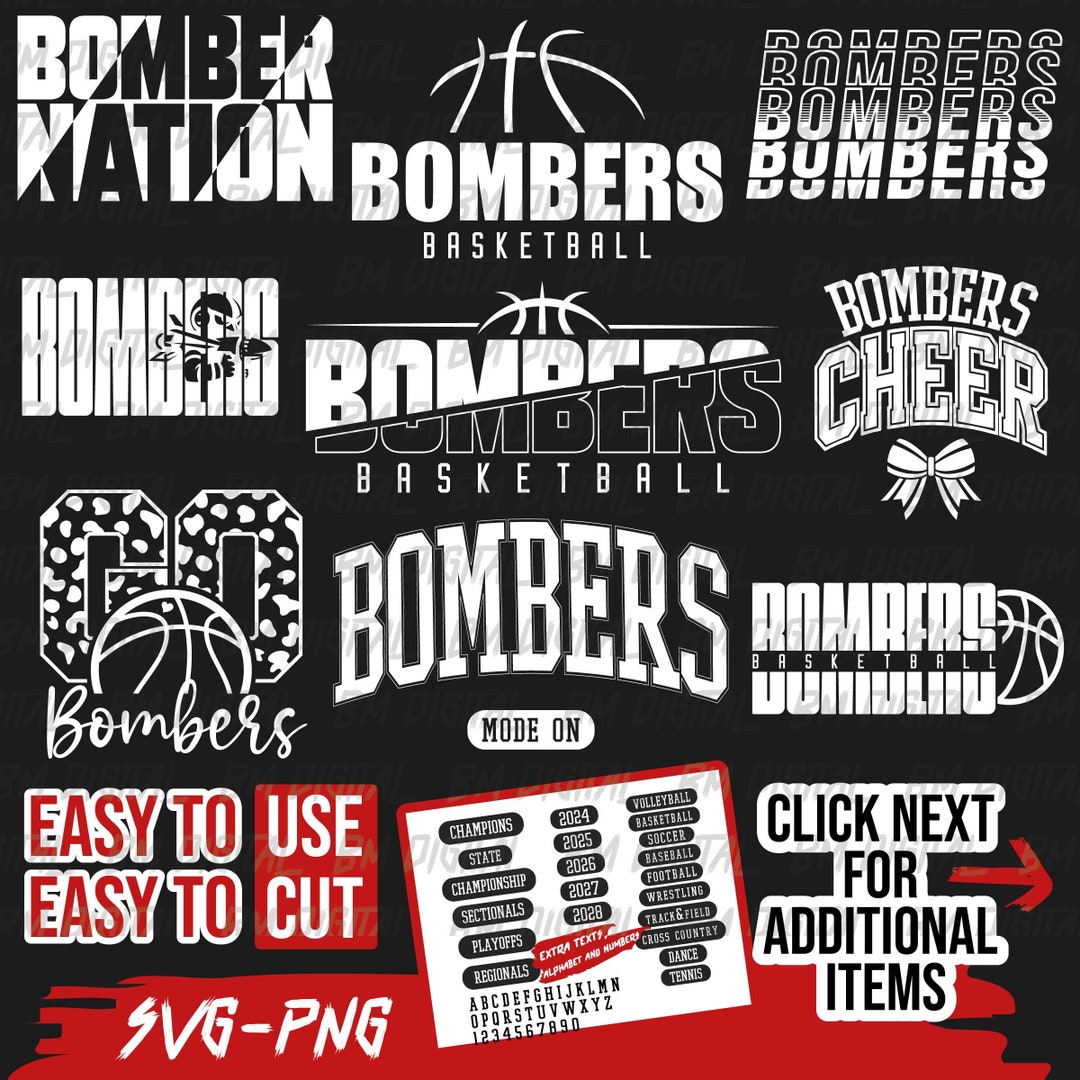 Bombers Basketball Bundle, 9x SVG and 18x PNG File, School Team Svg ...
