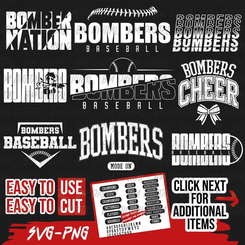 Bombers Baseball Logo - Etsy