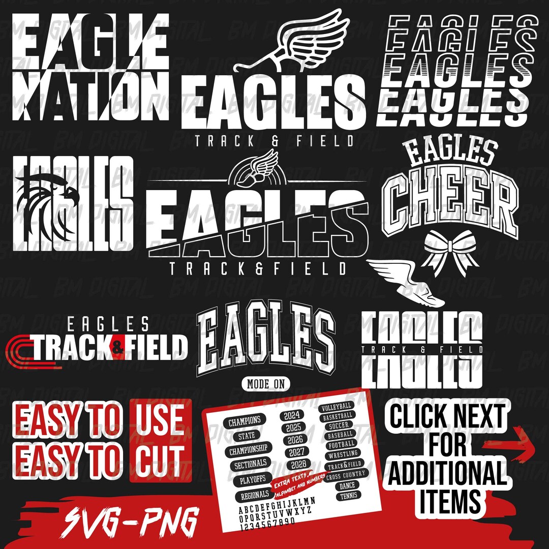 Eagles Track and Field Bundle, 9x SVG and 18x PNG File, School Team Svg ...