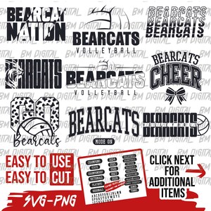 Bearcats Volleyball Bundle, 9x SVG and 18x PNG File , School Team Svg ...