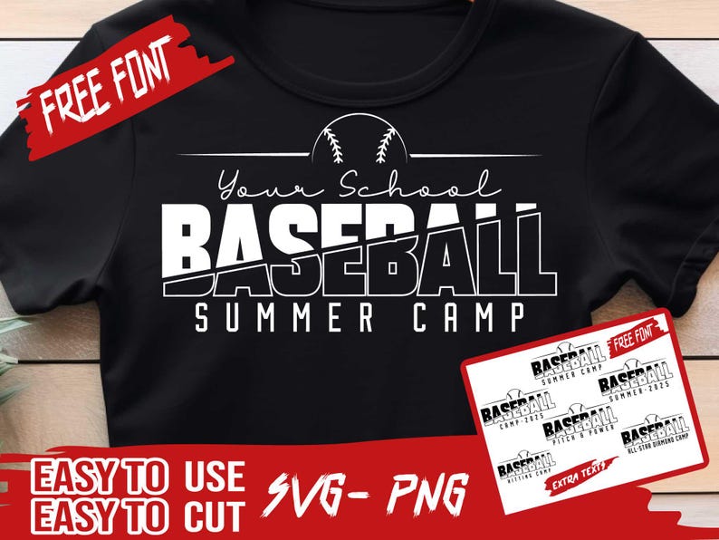 Baseball Summer Camp, 6+ SVG and PNG Files, Hitting Camp, Custom Diy ...
