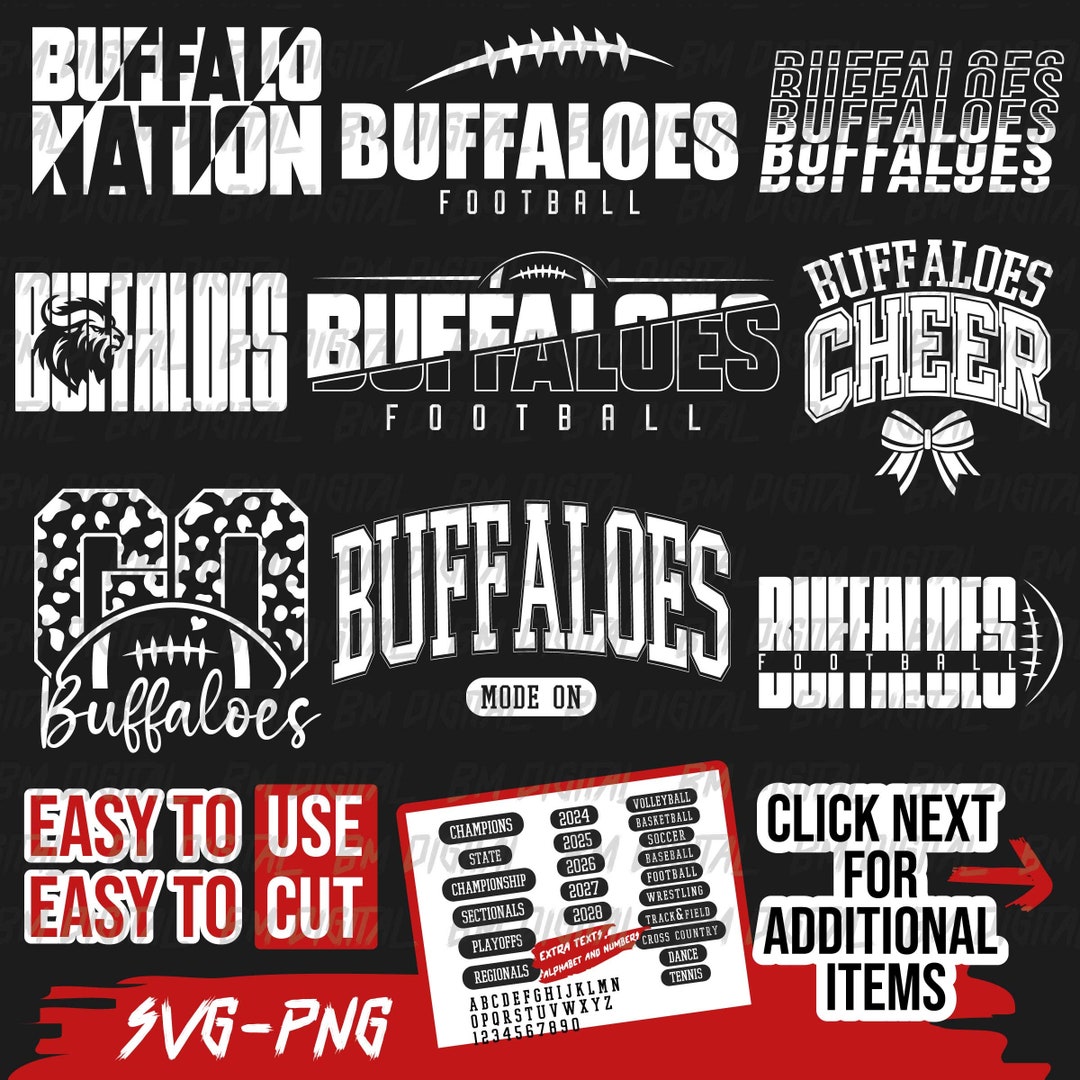 Buffaloes Football Bundle, 9x SVG and 18x PNG File, School Team Svg ...