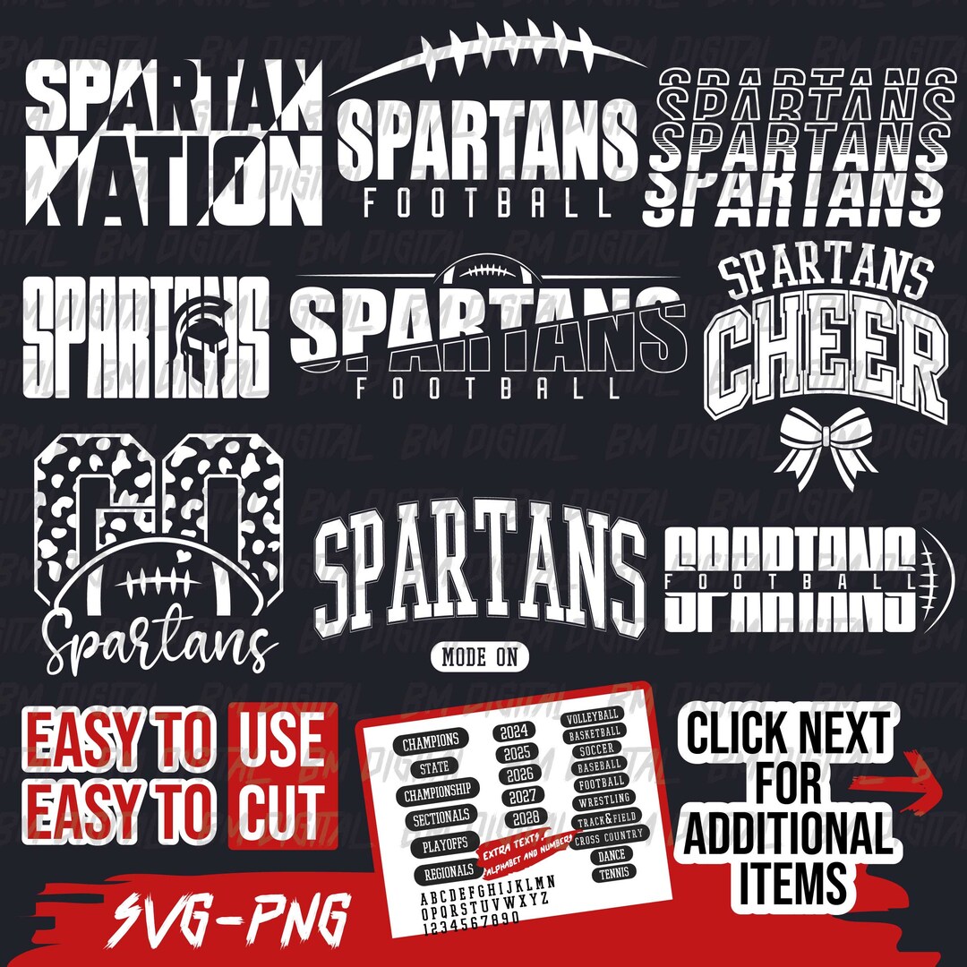 Spartans Football Bundle, 9x SVG and 18x PNG File , School Team Svg ...