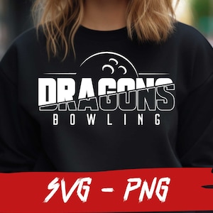 Dragons Bowling Svg , SVG and PNG File, School Team Png, Bowling Mascot ...