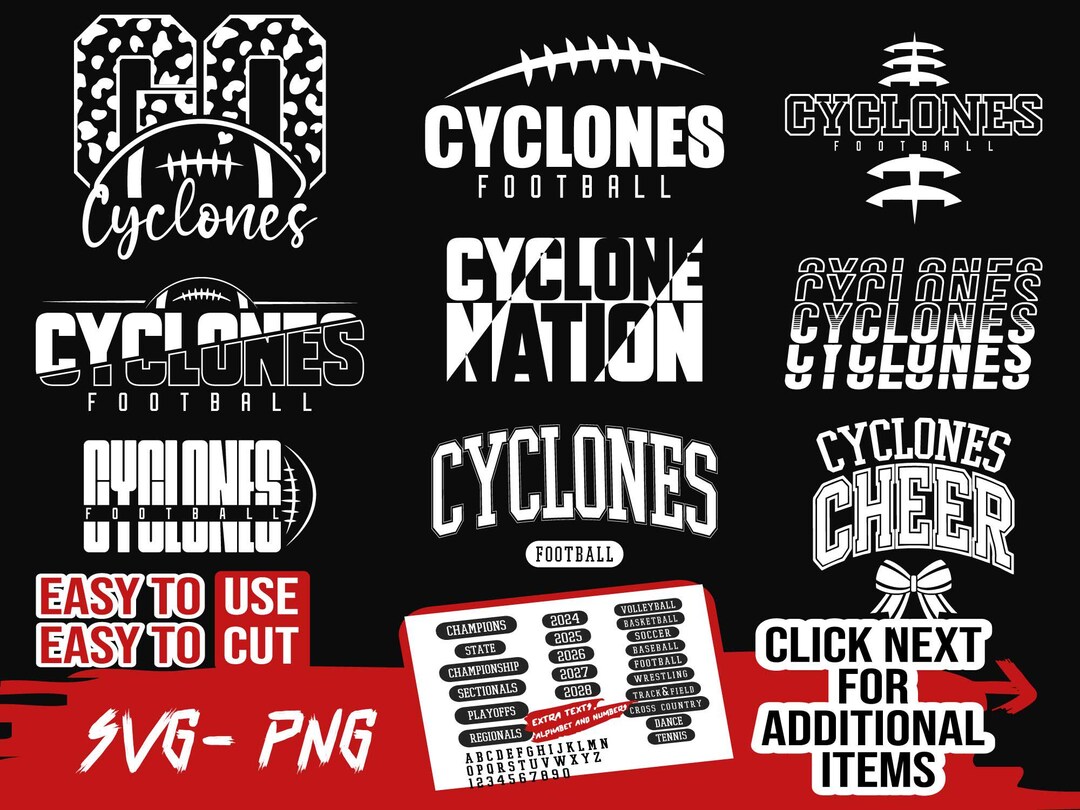Cyclones Football Bundle, 8x SVG and 18x PNG File , School Team Svg ...