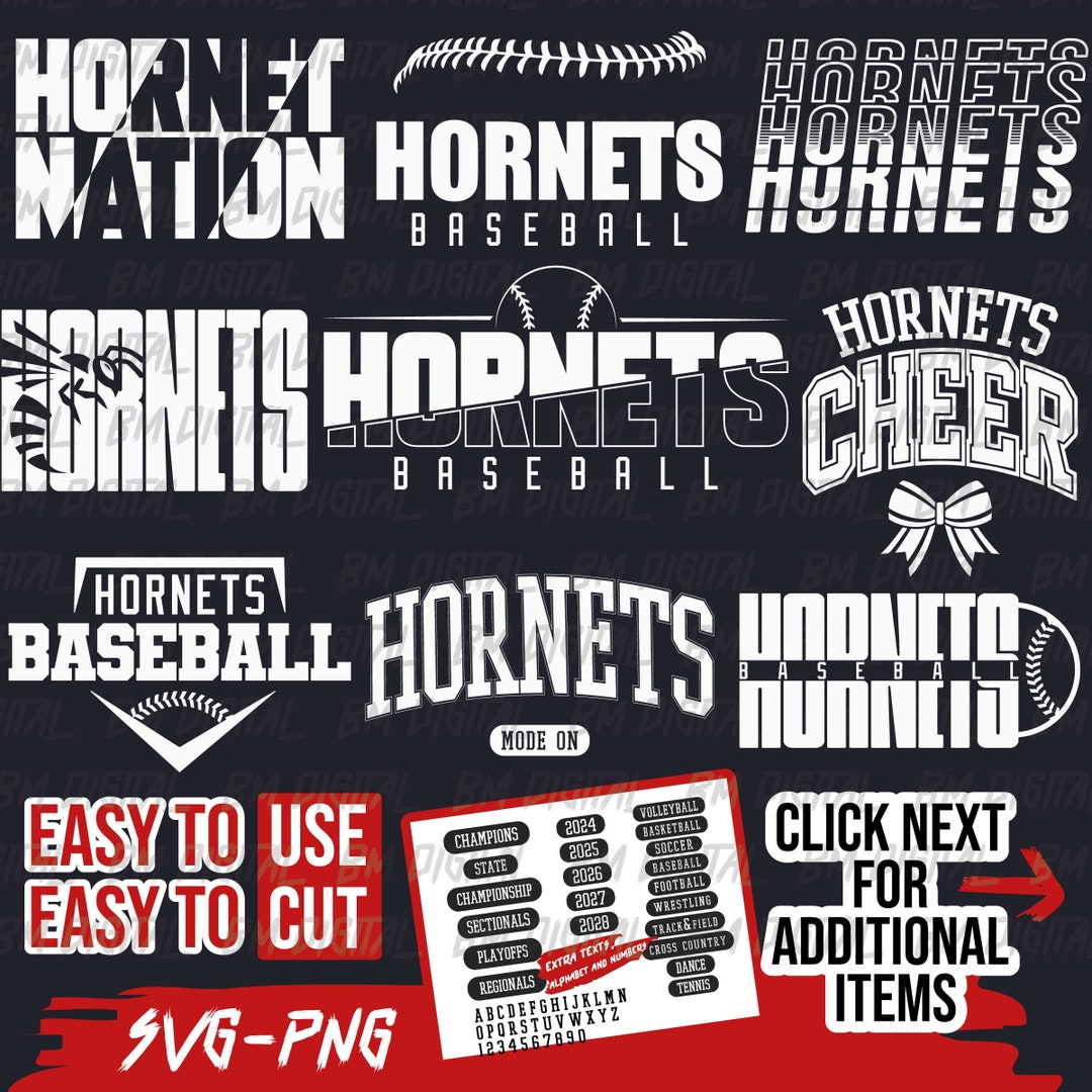 Hornets Baseball Bundle, 9x SVG and 18x PNG File , School Team Svg ...