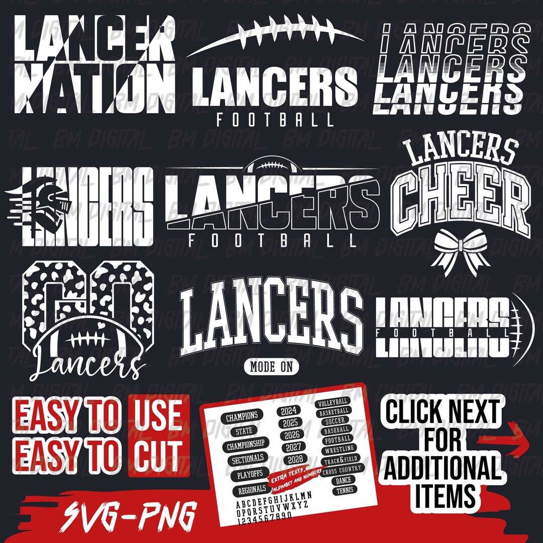 Lancers Football Bundle, 9x SVG and 18x PNG File , School Team Svg ...