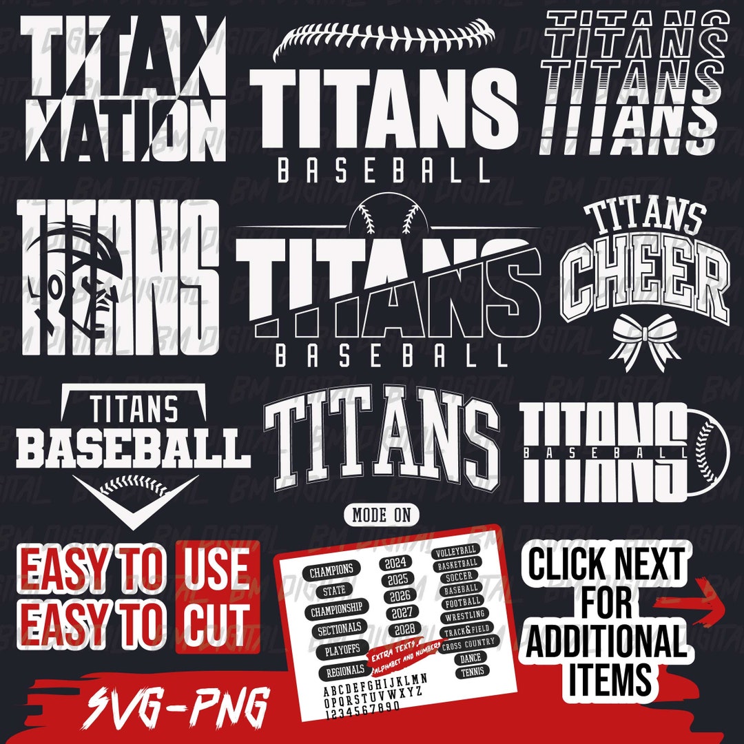 Titans Baseball Bundle, 9x SVG and 18x PNG File , School Team Svg ...