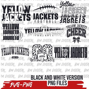 Yellow Jackets Football Bundle, 9x SVG and 18x PNG File , School Team ...